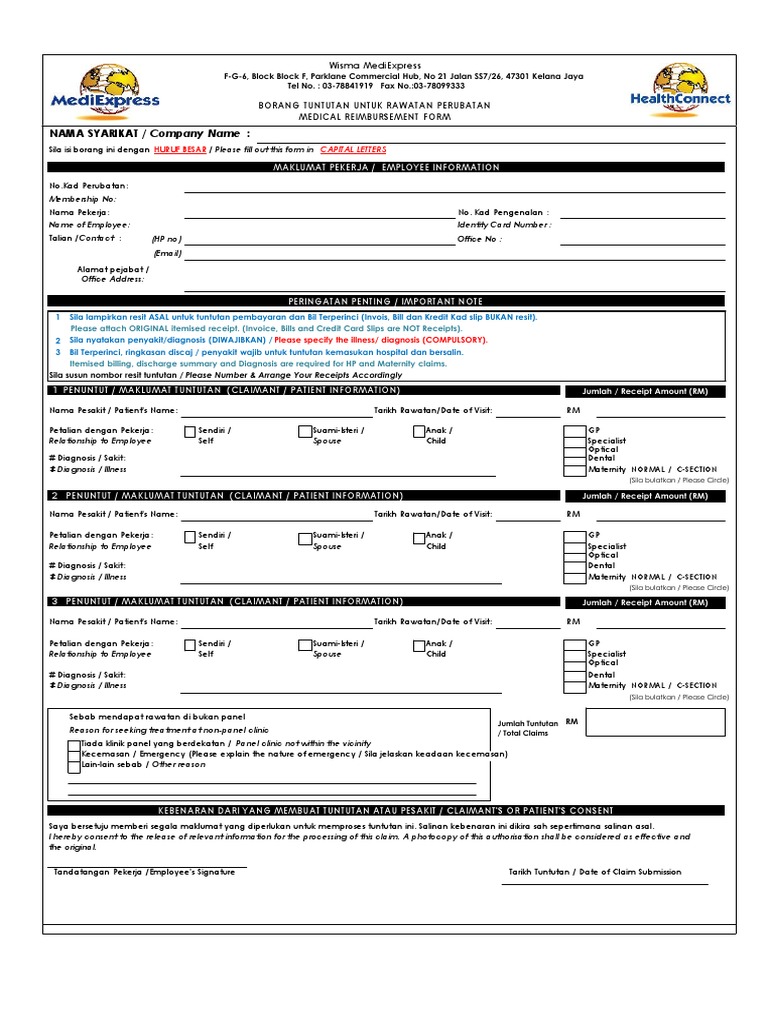 Outpatient Reimbursement Claim Form | PDF