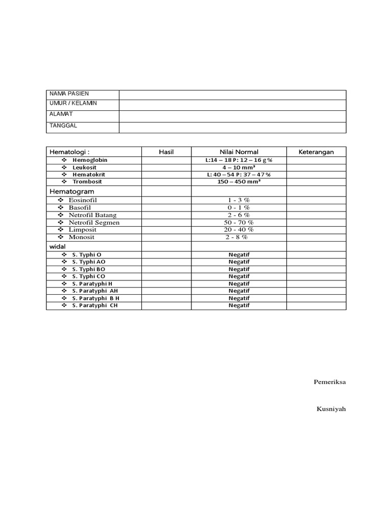 Hasil Lab Kosong | PDF