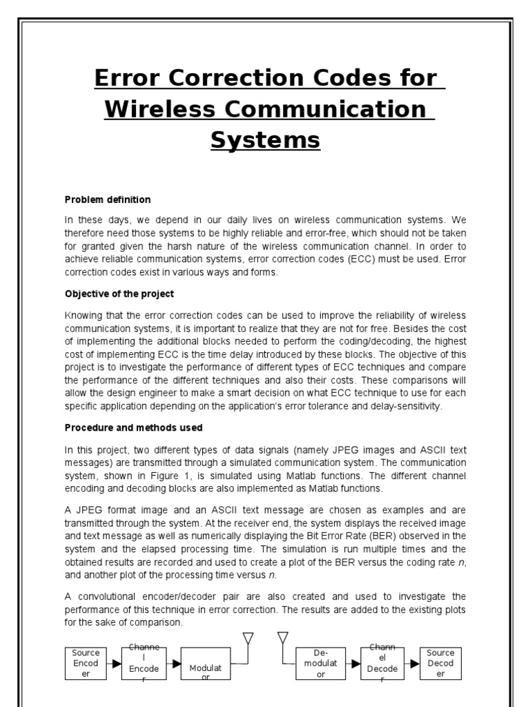 Error Correction Codes For Wireless Communication Systems Pdf Error Detection And Correction