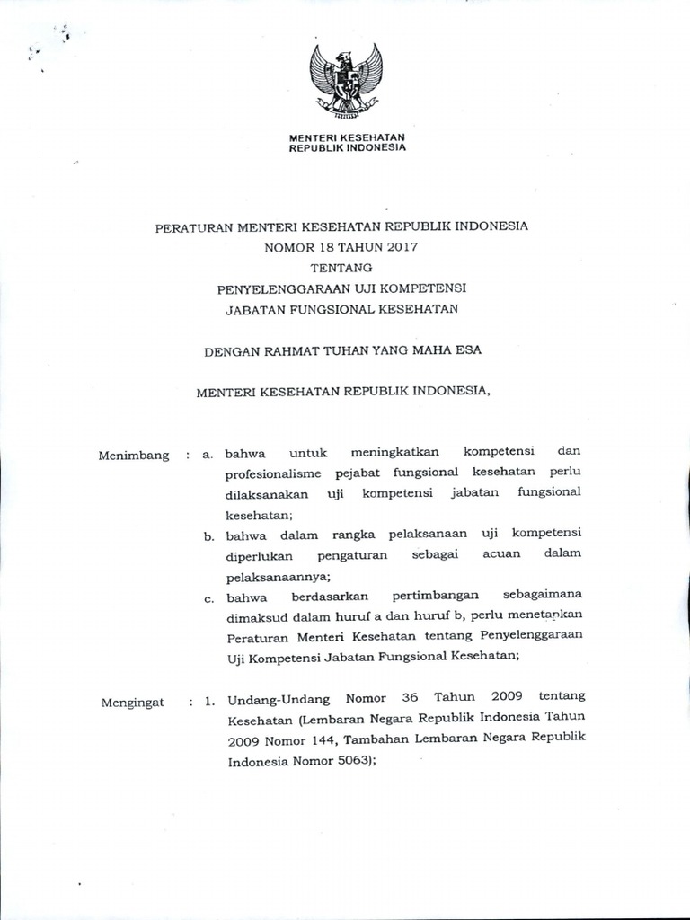 Permenkes RI No 18 Tahun 2017 PDF | PDF