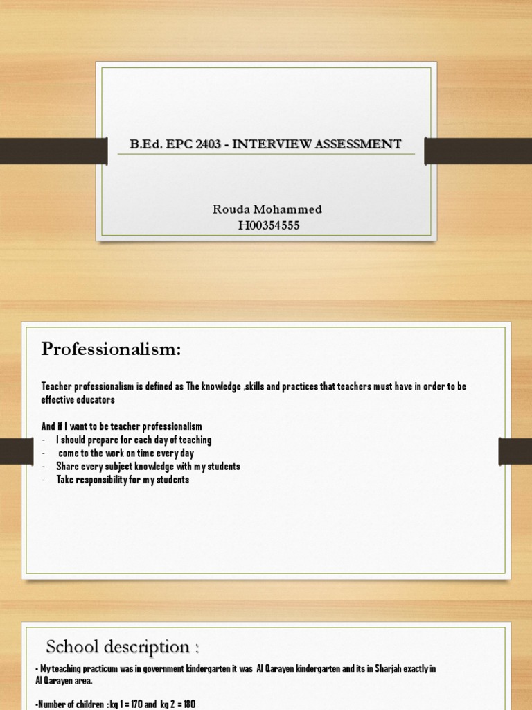 Assessment Interview | PDF | Teachers | Lesson Plan