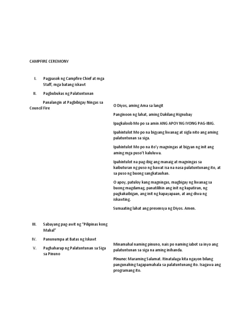 Campfire Ceremony | PDF