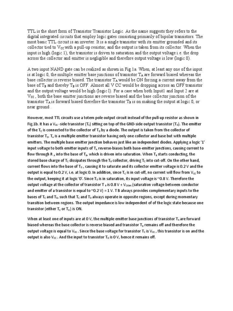 An In-Depth Look at Transistor-Transistor Logic (TTL) and Complementary ...