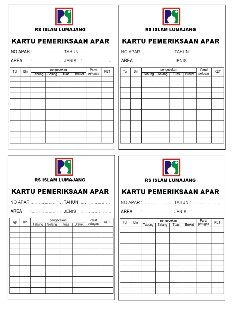 Kartu Pemeliharaan APAR | PDF