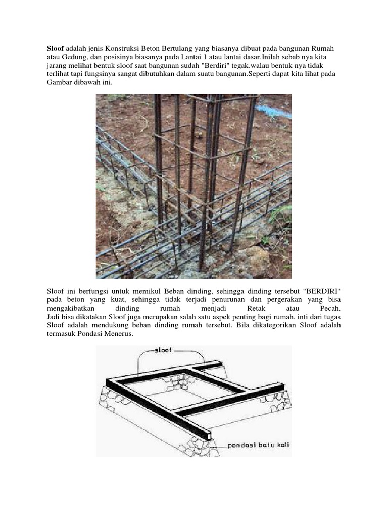 Sloof Adalah Jenis Konstruksi Beton Bertulang Yang Biasanya Dibuat Pada ...