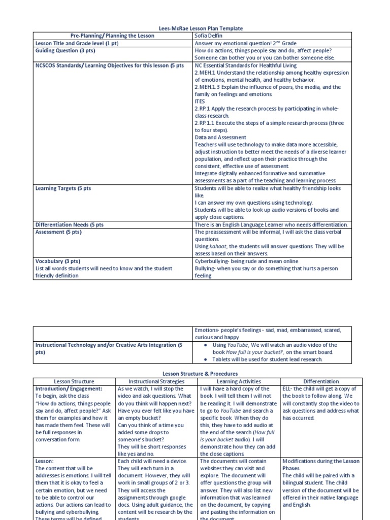 LMC Lesson Plan Template 8 | PDF | Educational Assessment | Cyberbullying LMC Lesson Plan Template 8 | PDF | Educational Assessment | Cyberbullying