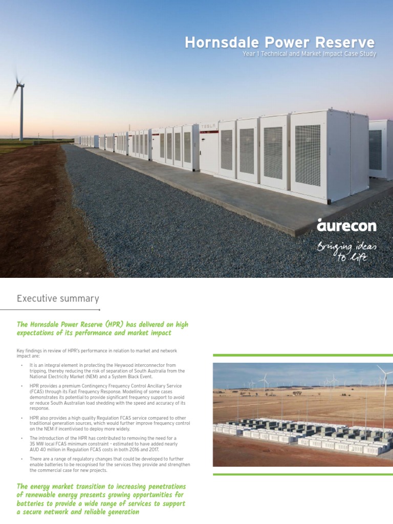 Aurecon Hornsdale Power Reserve Impact Study 2018 | PDF | Electric Power | Power (Physics)