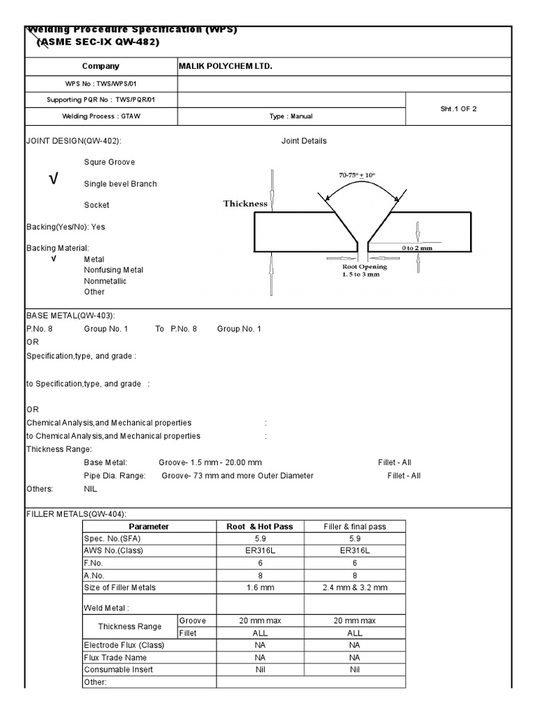 37507022-WPS-PQR-SS-316 L | PDF | Leisure