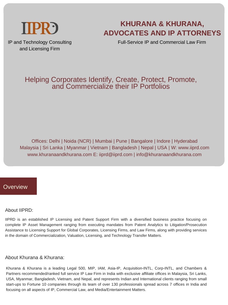 The Youngest Indian IP Law - Khurana & Khurana (K&K), Advocates and IP ...