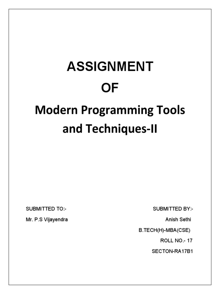 Assignment Of Modern Programming Tools And Techniques Ii Pdf Parameter Computer Programming