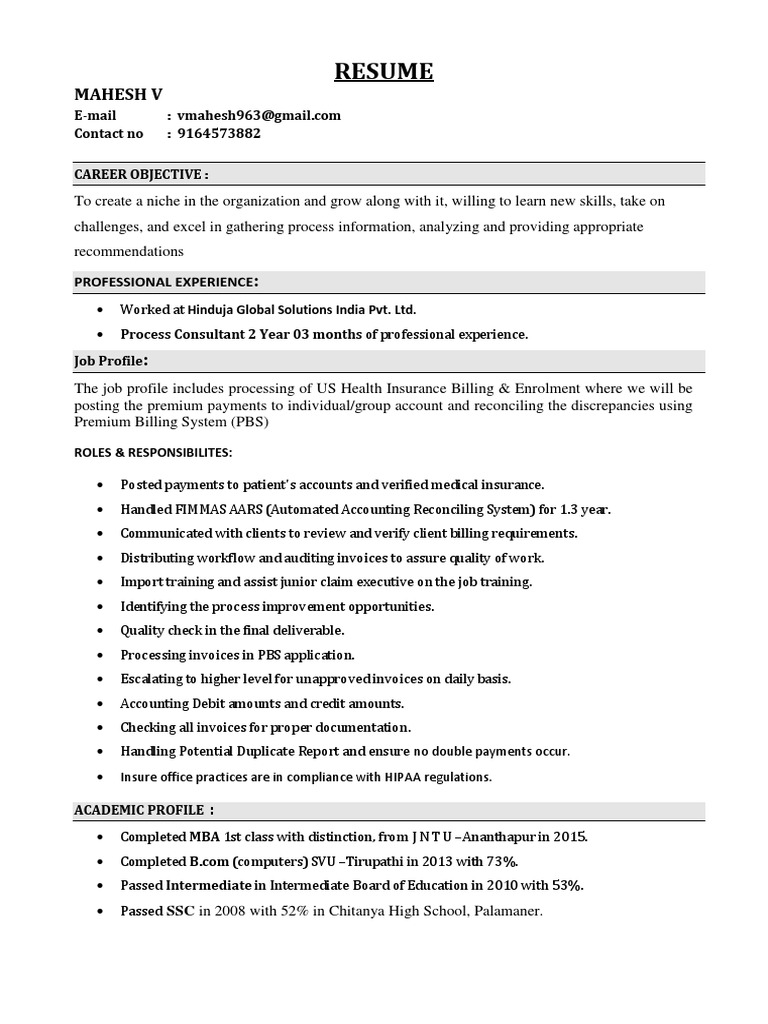 HGS Resume | PDF | Health Insurance Portability And Accountability Act ...