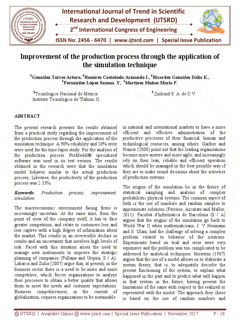 Improvement Of The Production Process Through The Application Of The