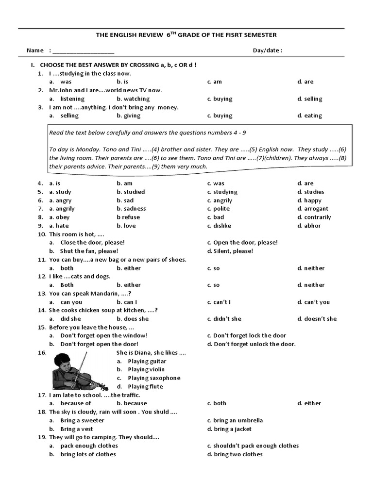 Ulangan Bahasa Inggris Kelas 6 SD | PDF