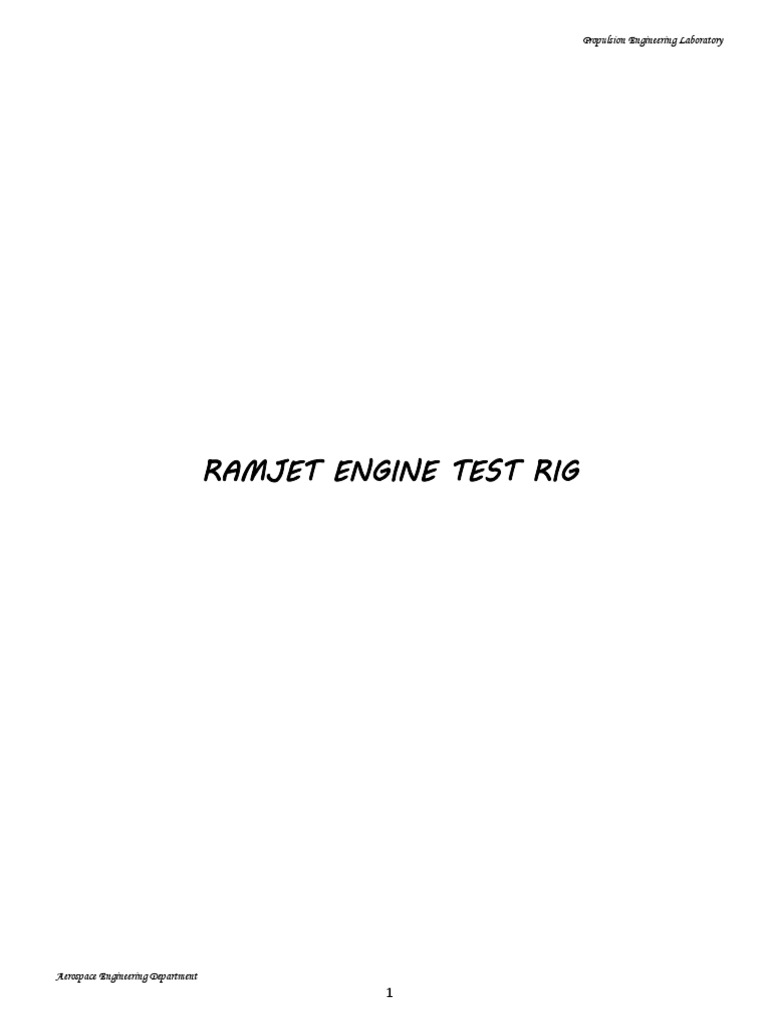 Ramjet Engine Test Rig: Propulsion Engineering Laboratory | PDF ...