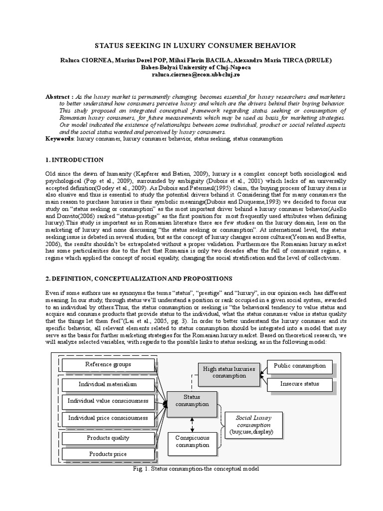 Status Seeking in Luxury Consumer Behavior | PDF | Consumerism | Luxury ...