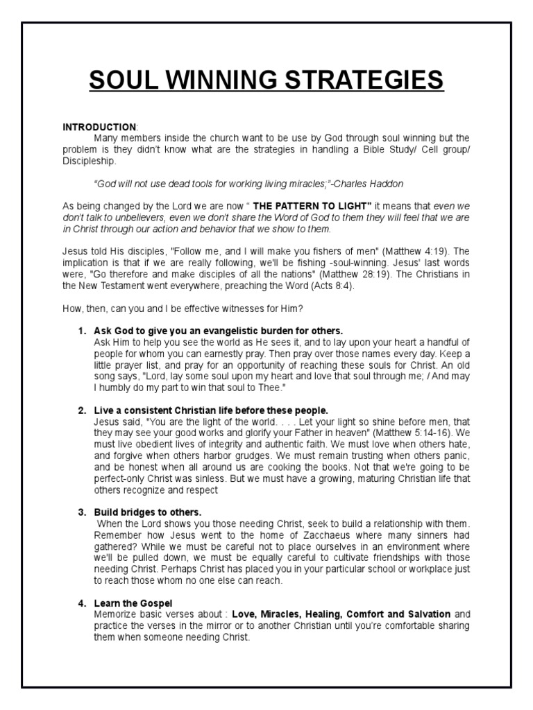 Soul Winning Strategies | PDF | Evangelism | Disciple (Christianity)