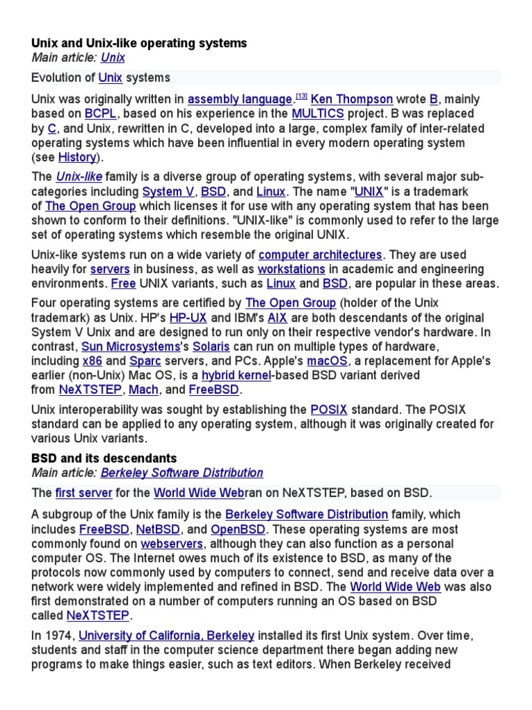 A Comprehensive Overview of the Evolution and Variants of Unix-like Operating Systems and their ...