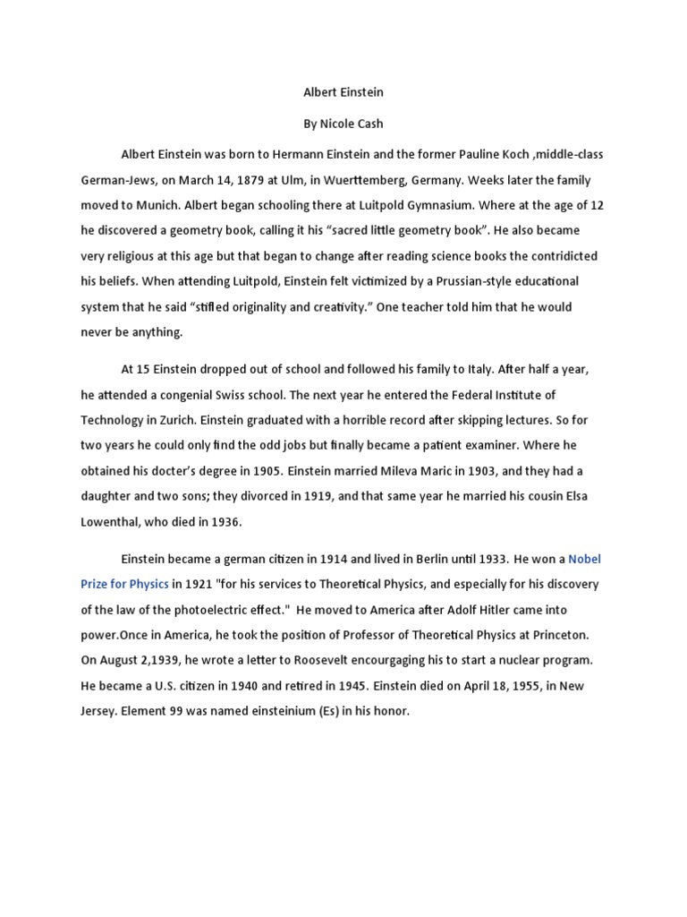 Albert Einstein: A Life Timeline | PDF