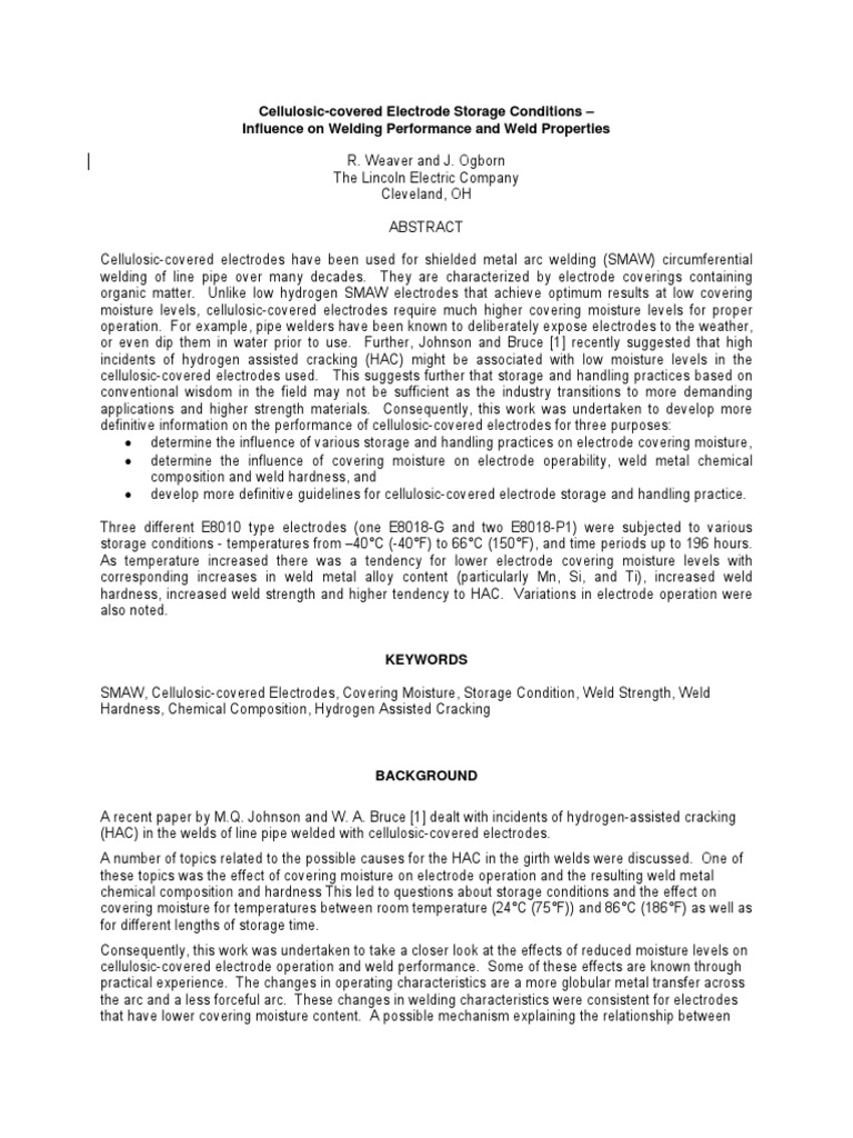 Cellulosic Electrode | PDF | Electric Arc | Welding