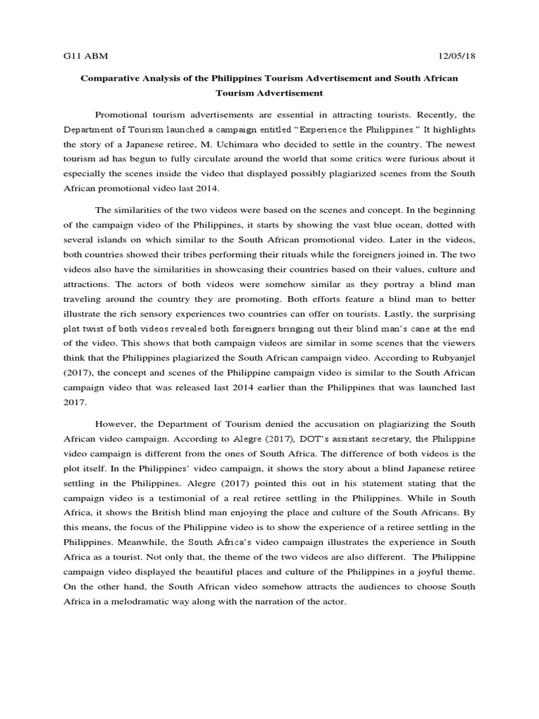 Comparative Analysis of The Philippines Tourism Advertisement and South ...