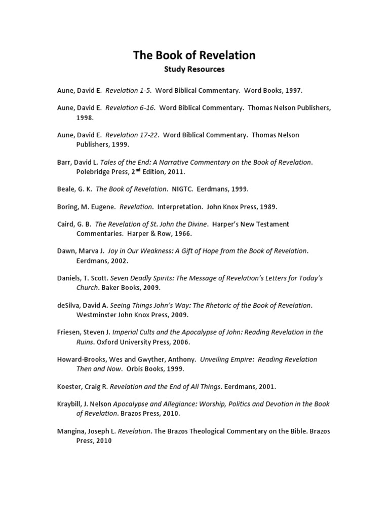 The Book of Revelation: Study Resources | PDF