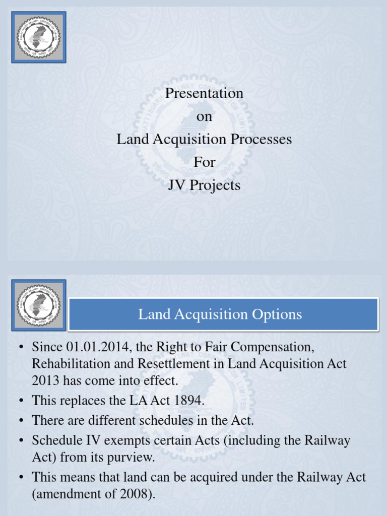 Railway Land Acquisition Processes Overview | PDF | Government | Social ...