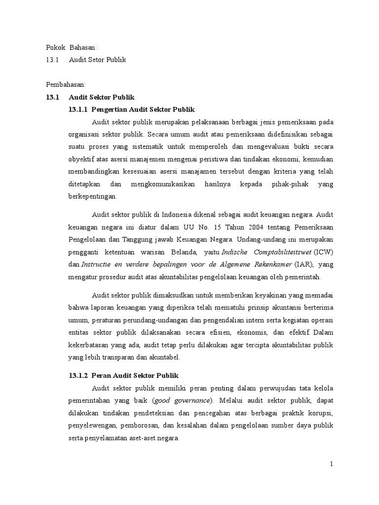 SAP 13 (Audit Sektor Publik) | PDF | Pengelolaan Keuangan & Uang