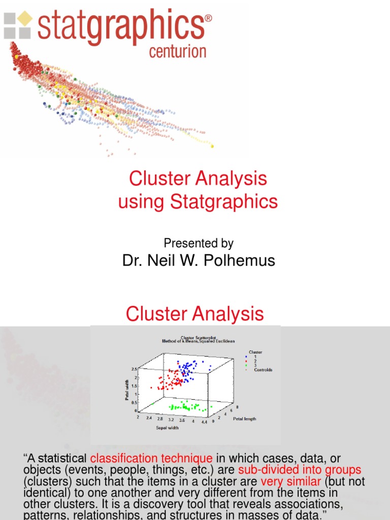 Cluster Analysis Using Statgraphics: Dr. Neil W. Polhemus | PDF ...