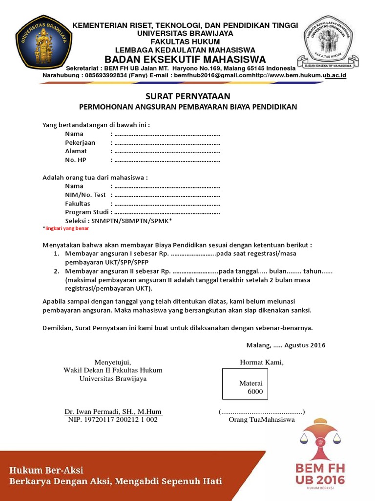 Formulir Angsuran Ukt | PDF