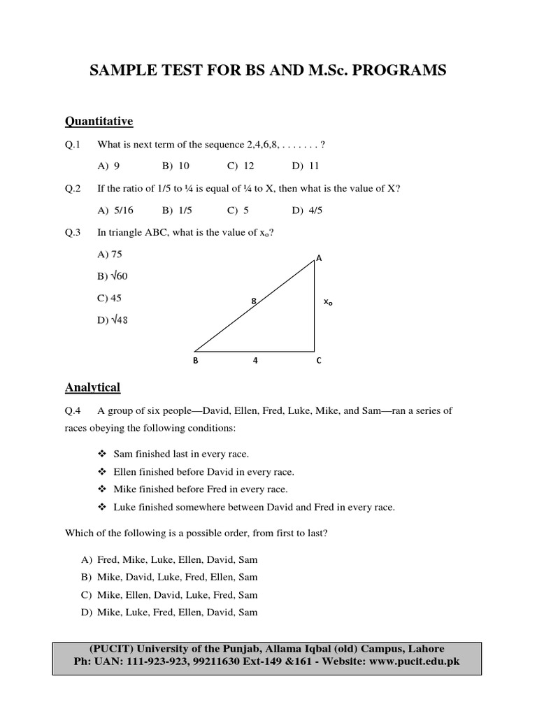 Pucit Sample Test | PDF