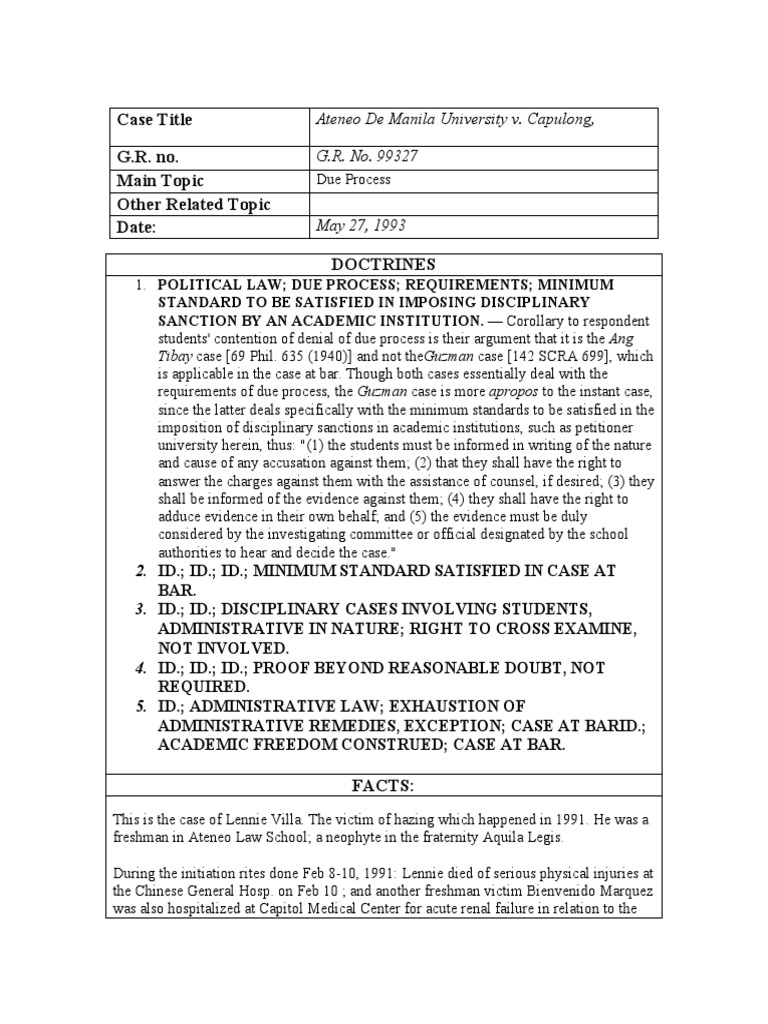 39 Ateneo V Capulong PDF | Download Free PDF | Common Law | Justice