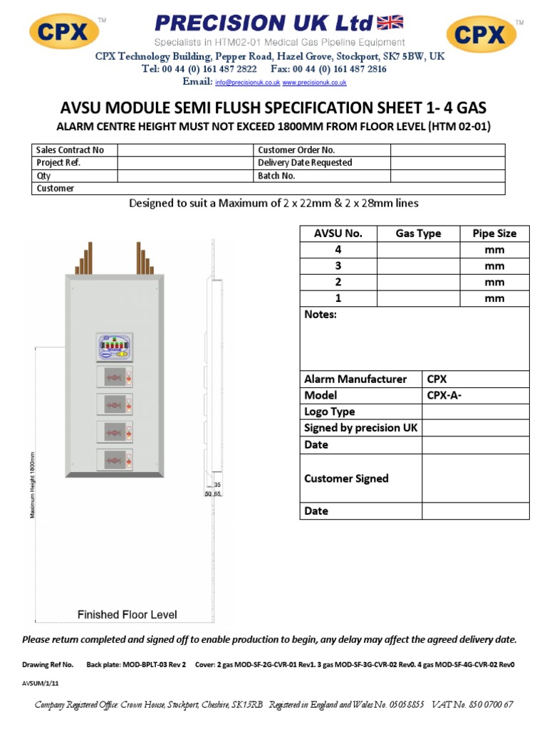 STD Avsu Module Semi Flush Spec Sheet - Rev2 | PDF