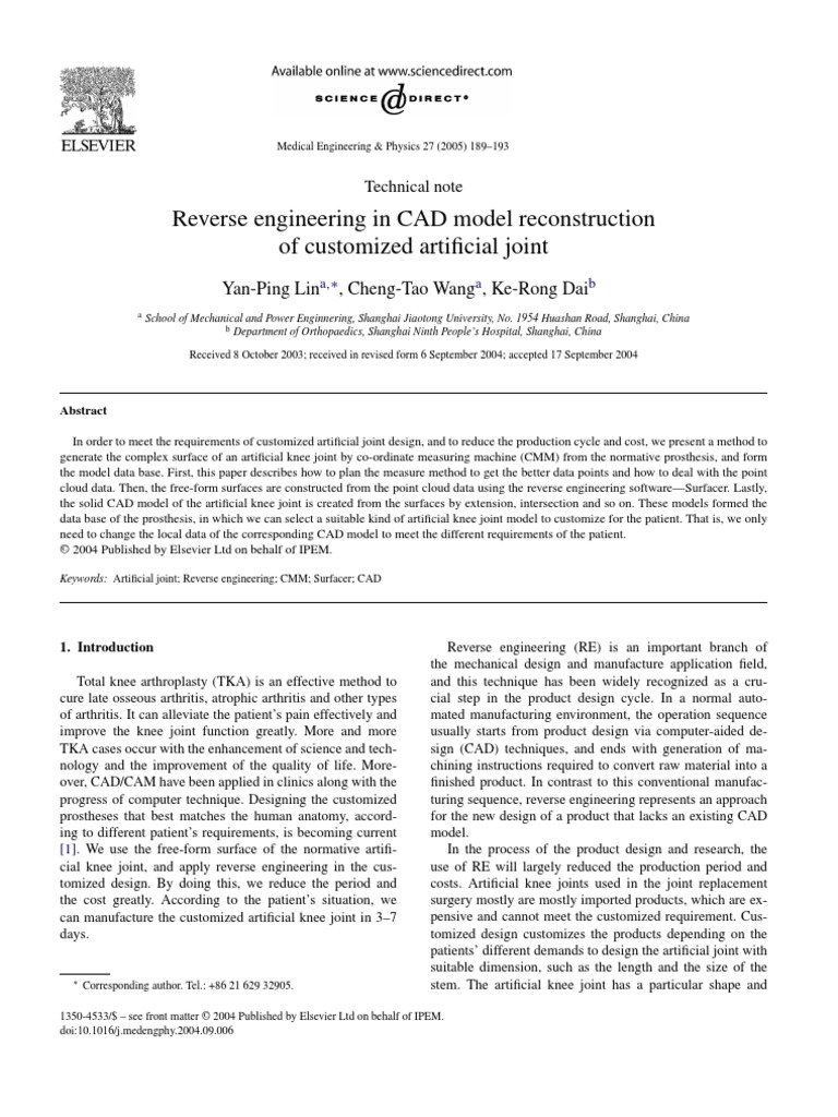 Reverse Engineering in CAD Model Reconstruction of Customized ...