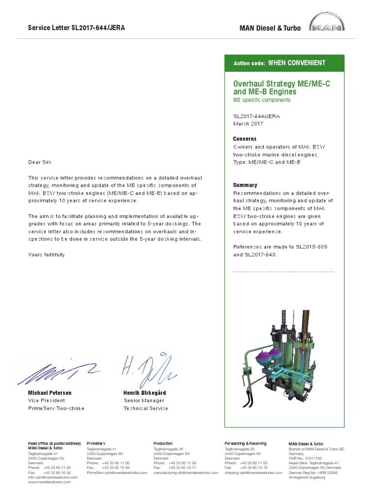 MAN Service Letter | PDF | Valve | Pump