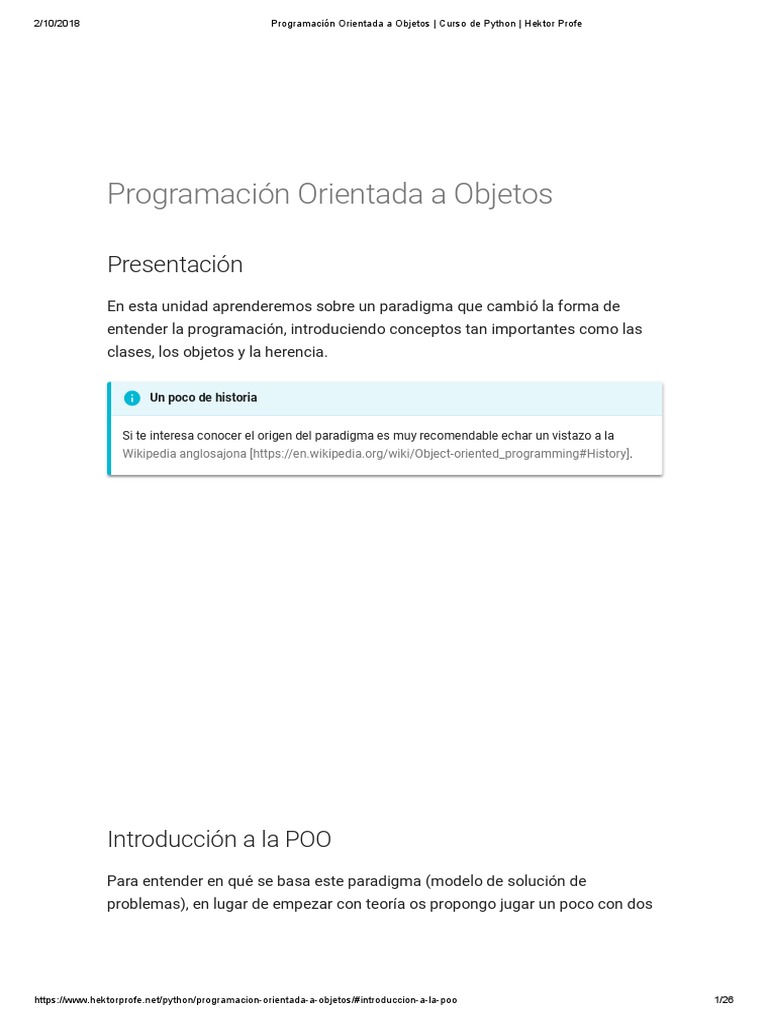 Programación Orientada A Objetos - Curso de Python - Hektor Profe | PDF | Sistema de coordenadas ...