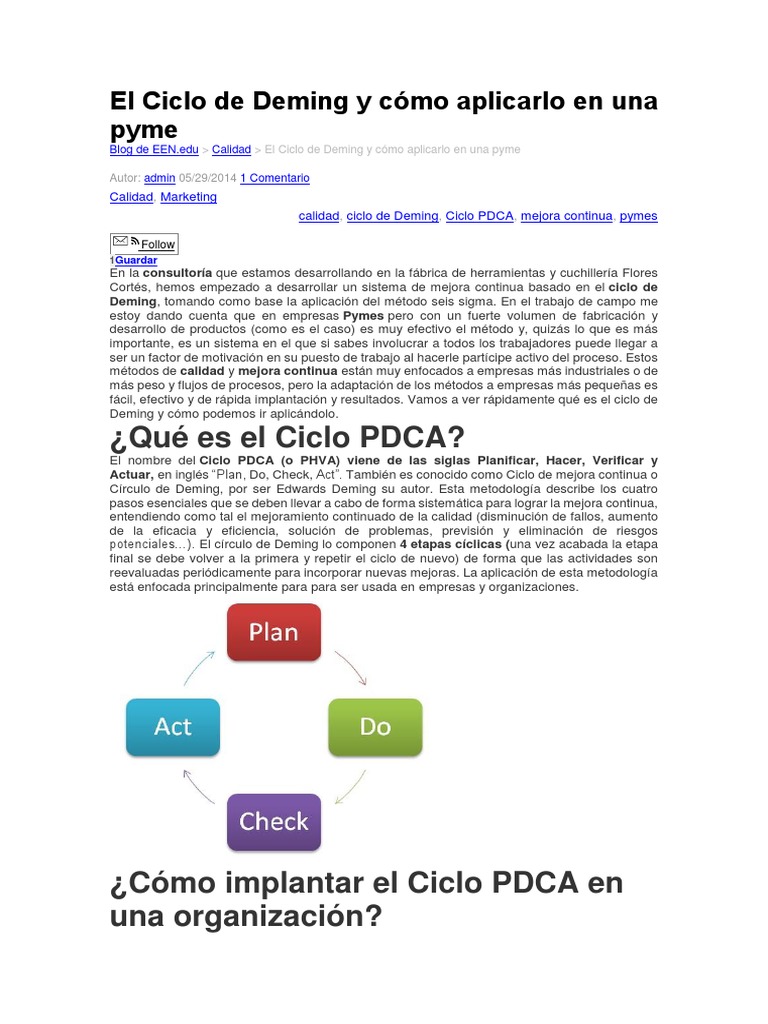 Ciclo Deming en Pymes: Guía Práctica | PDF | Business | Negocios (general)