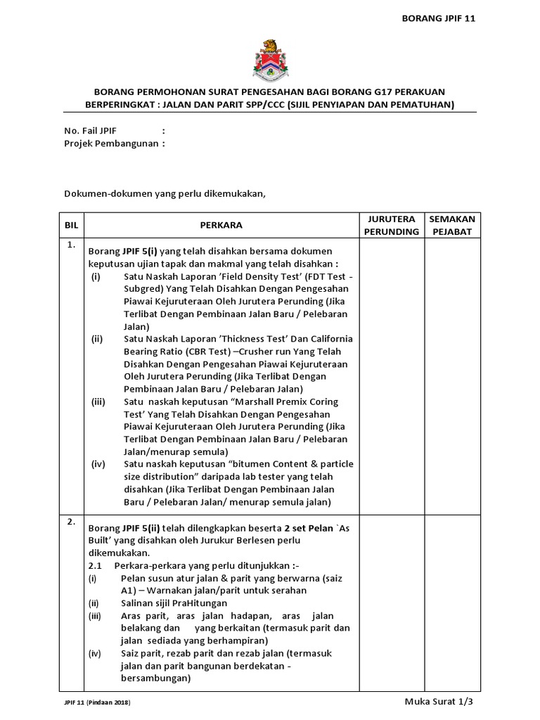 Borang Jpif11 | PDF