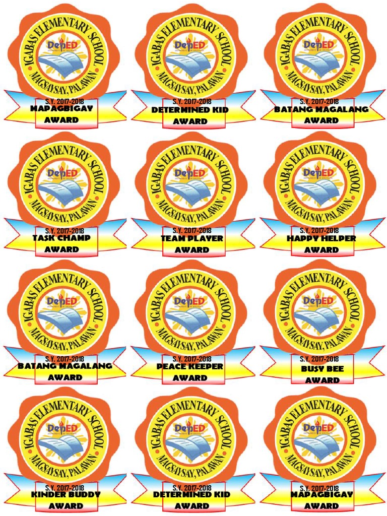 Mapagbigay Award Determined Kid Award Batang Magalang Award: S.Y. 2017 ...