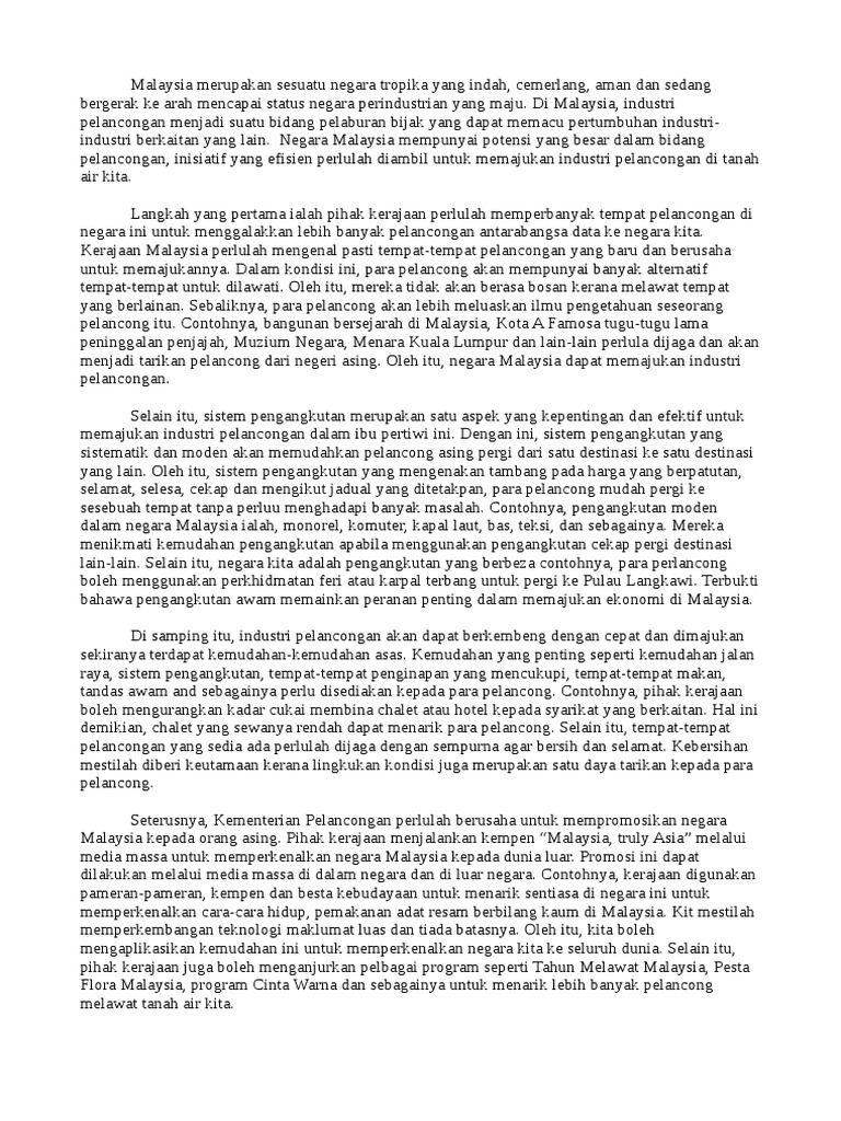 Malay Essay (Tourism) | PDF
