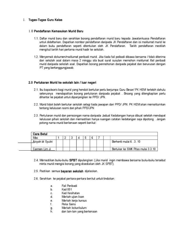 Fail Meja Guru Kelas | PDF