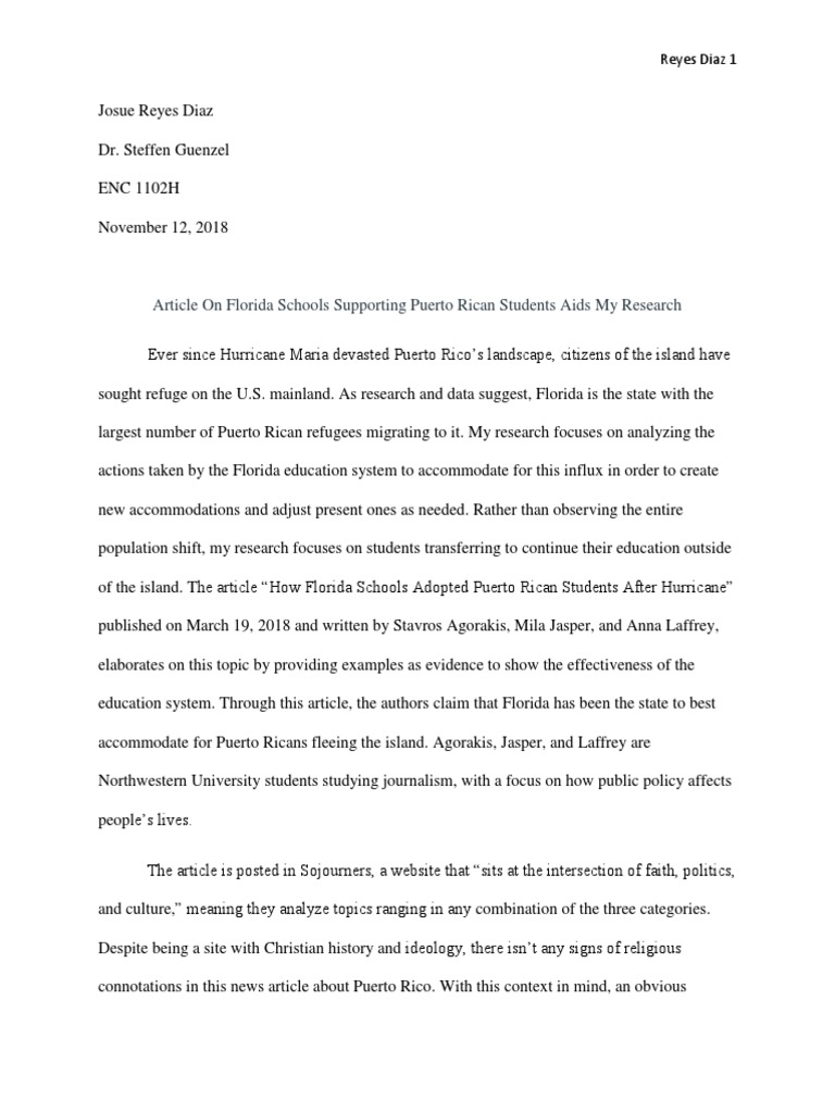 Final Rhetorical Analysis | PDF | Puerto Rico | Florida