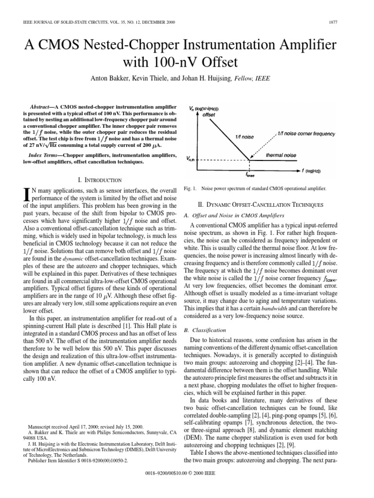 A CMOS Nested-Chopper Instrumentation Amplifier With 100-nV Offset PDF ...