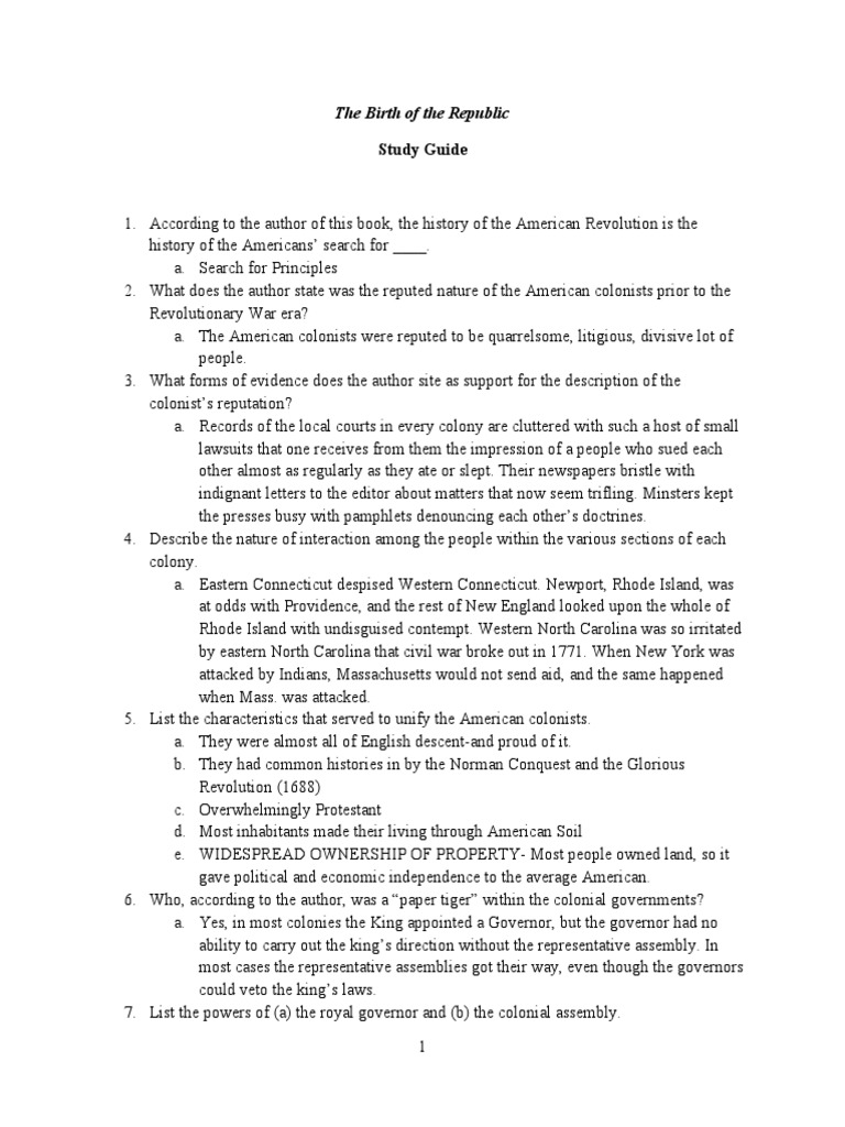 American Revolution Study Guide | PDF | American Revolutionary War ...