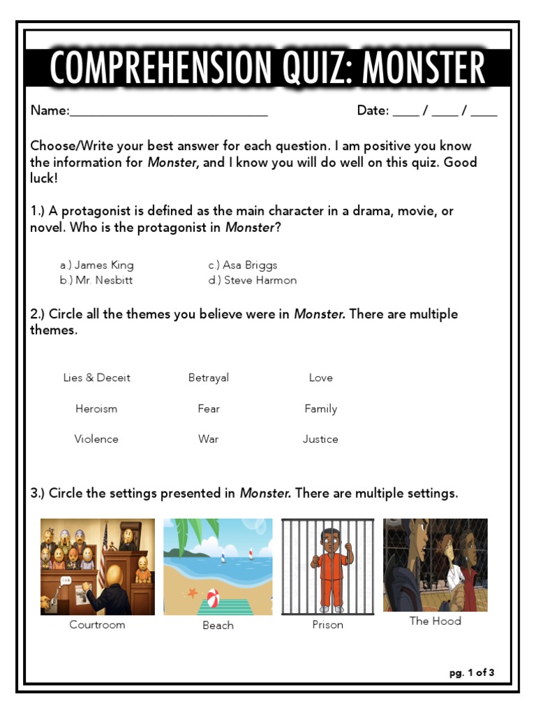 Monster Comprehension Quiz | PDF