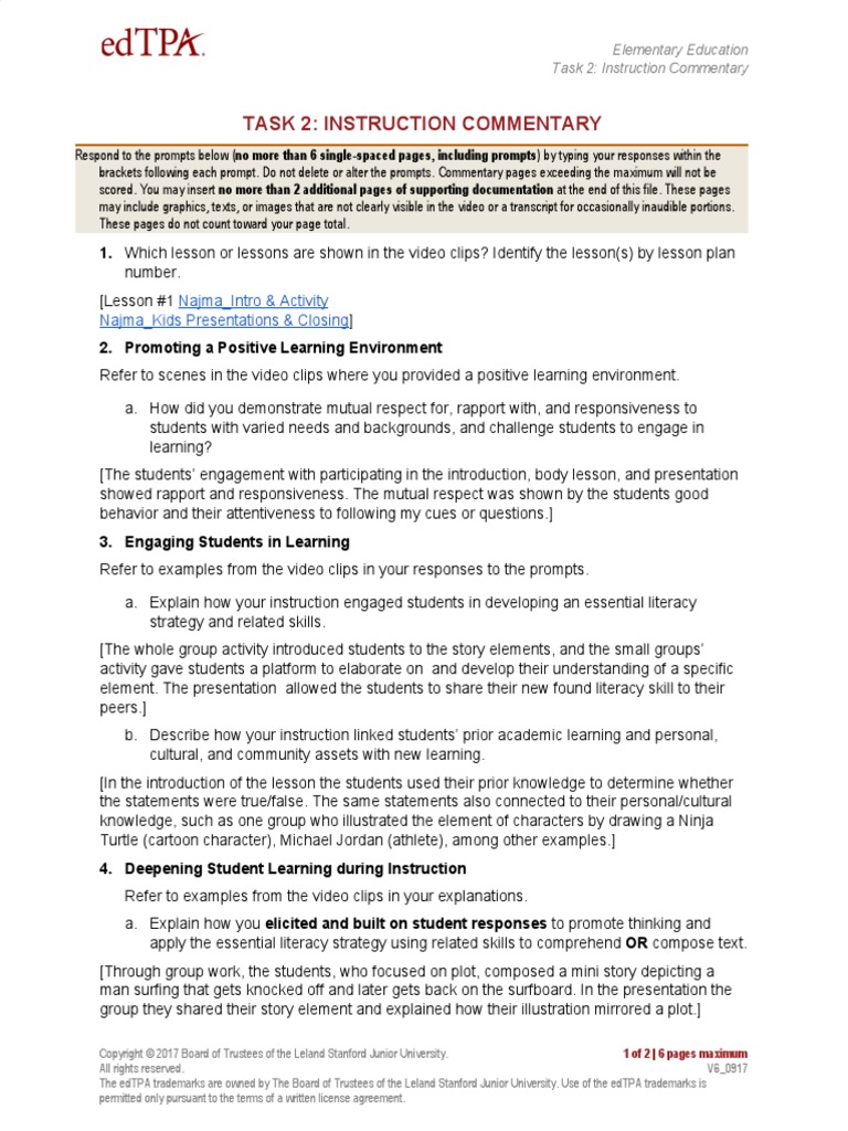 Task 2 Instruction Commentary | PDF | Attention | English As A Second ...