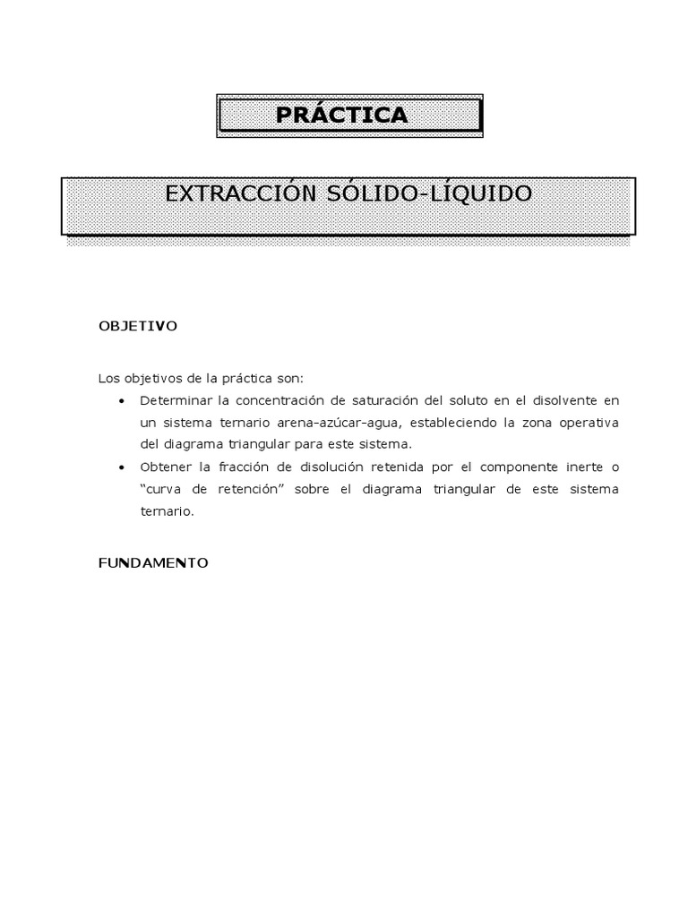 Práctica. EXTRACCIÓN SÓLIDO-LÍQUIDO | PDF | Concentración | Química