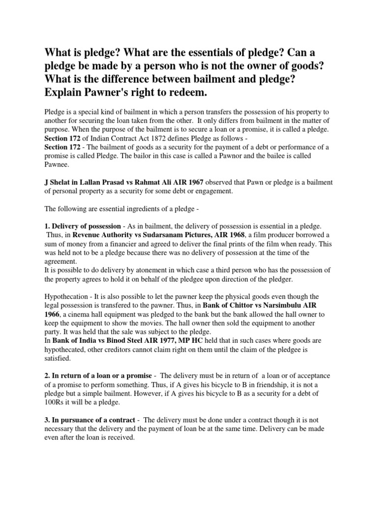 What Is Pledge | PDF | Loans | Debt