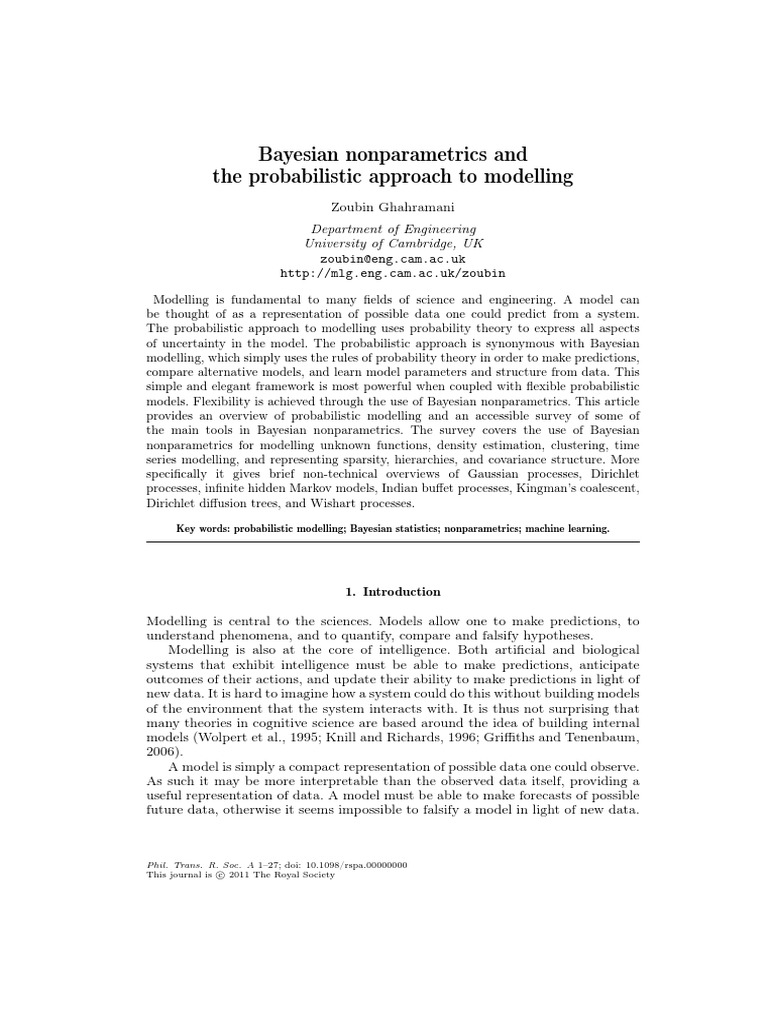 Bayesian Nonparametrics and The Probabilistic Approach To Modelling | PDF | Bayesian Inference ...