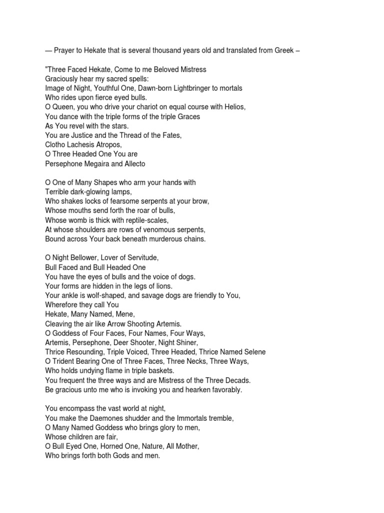 Prayer To Hekate That Is Several Thousand Years Old and Translated From ...