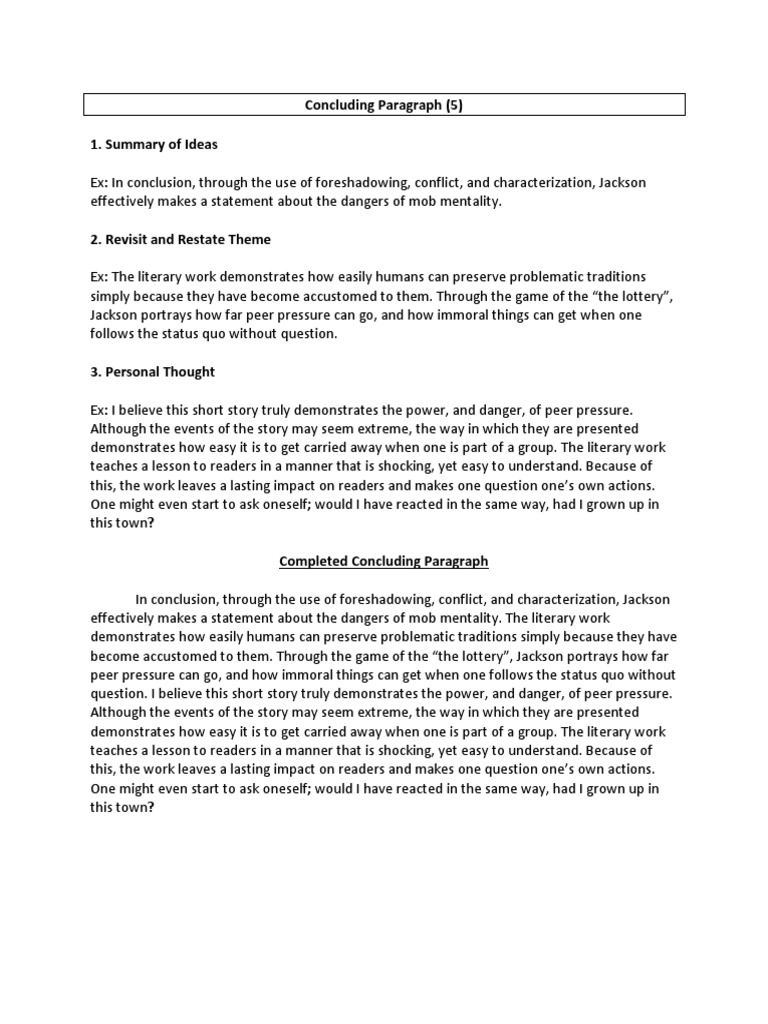 Concluding Paragraph Stencil | PDF